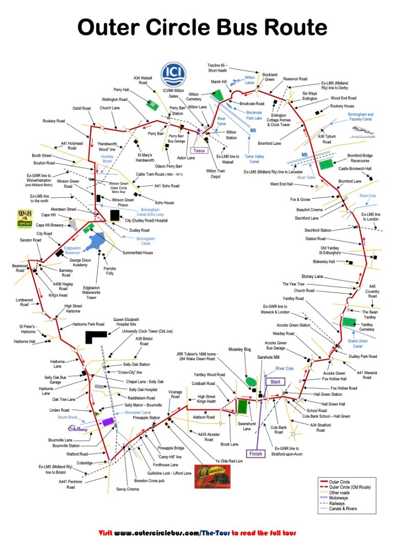 Outer Circle Map | Outer Circle Bus – Birmingham Heritage Talks